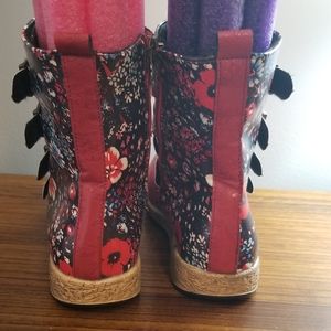 Shoes | Red Floral Boho Boots Nwot | Poshmark